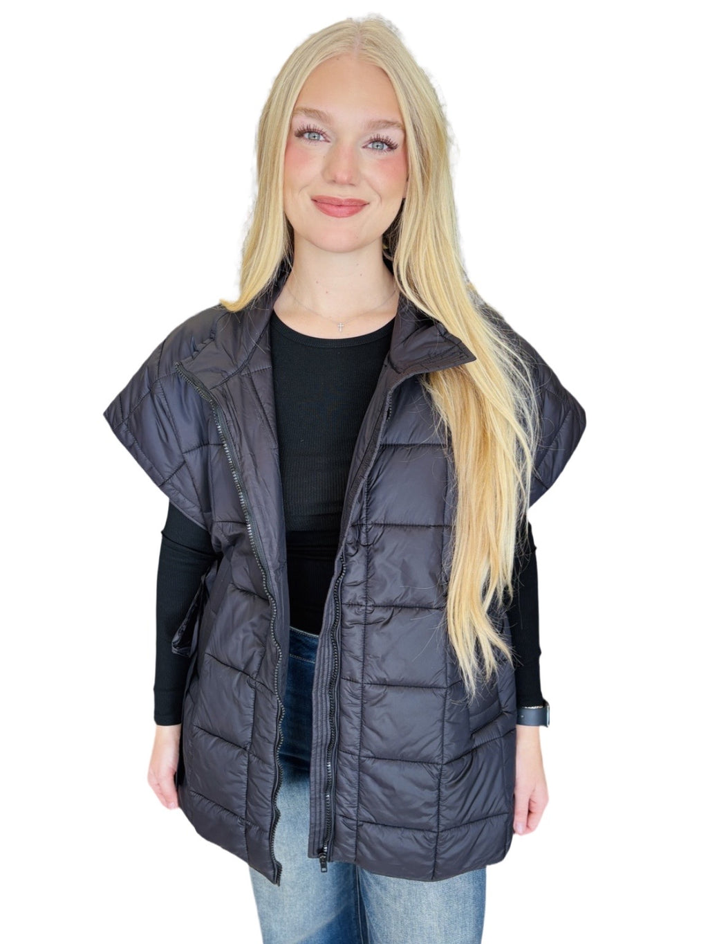 High Neck Zip Up Quilting Padded Vest – Small Town Gypsy